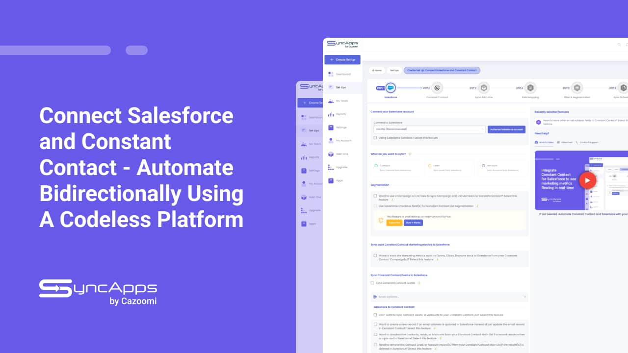 Connect Salesforce And Constant Contact Automate Bidirectionally Using A Codeless Platform